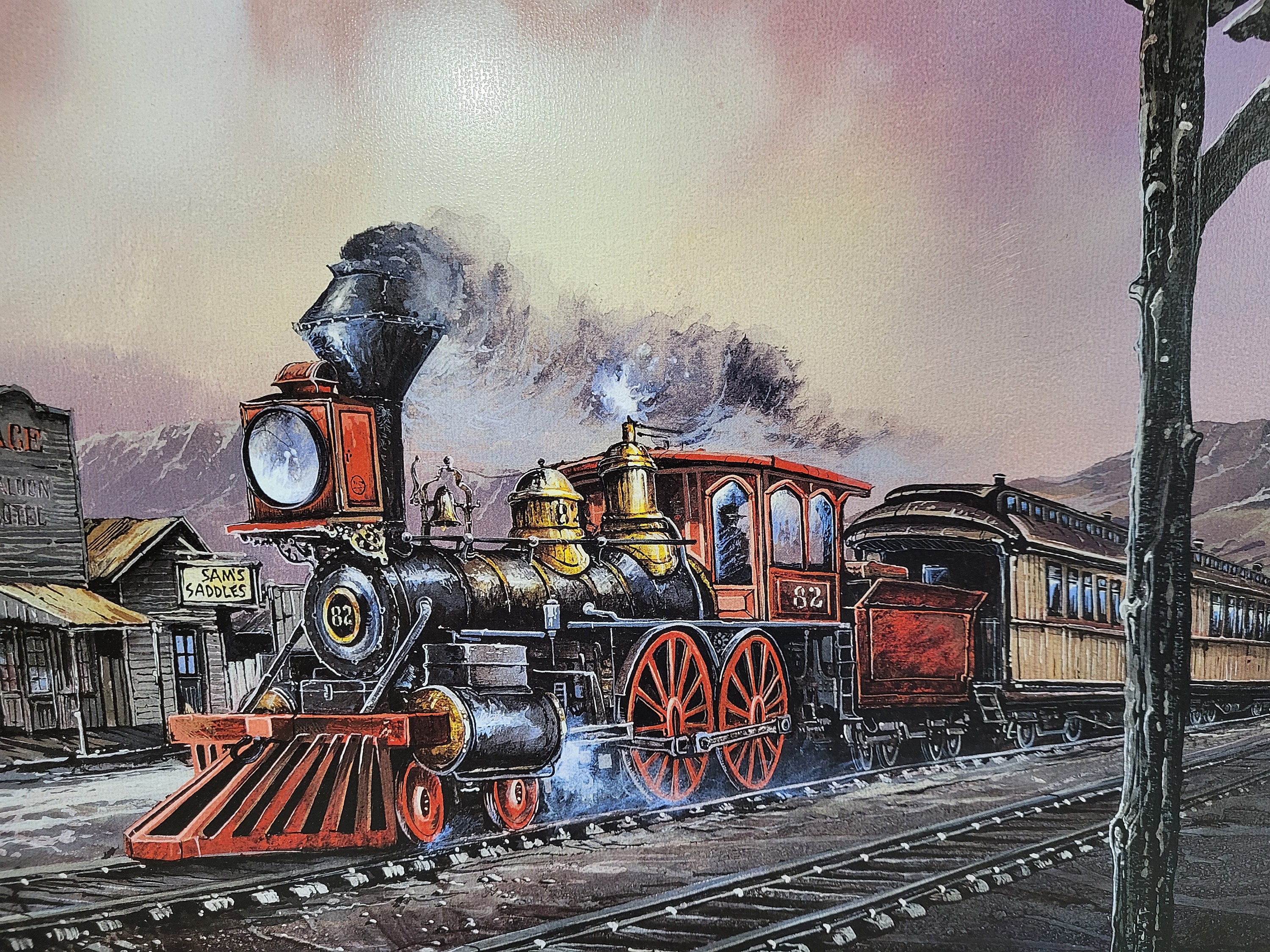 Train Print, Steam Locomotive, Vintage Lithograph, Blaylock 82 Rollin ...