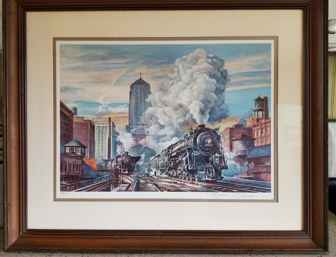 Train Print, THEODORE XARAS RAILROAD Signed Collotype, Eastbound on the ...