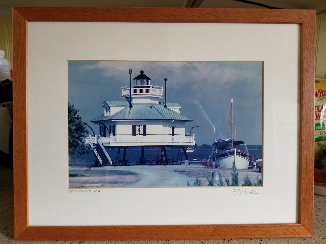 White Lighthouse Print, Hooper Strait Lighthouse, Photo Framed, Signed ...