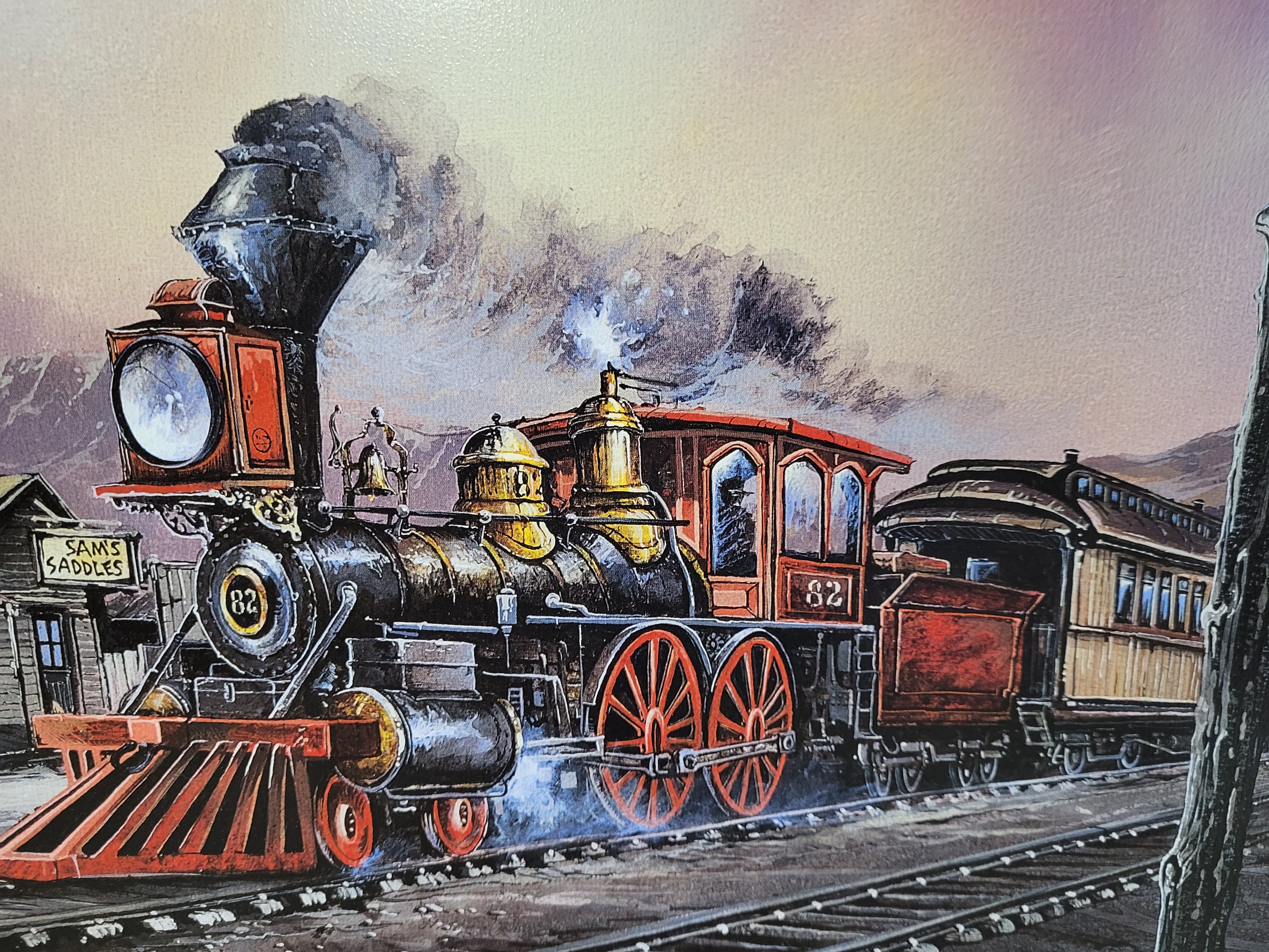 Train Print, Steam Locomotive, Vintage Lithograph, Blaylock 82 Rollin ...