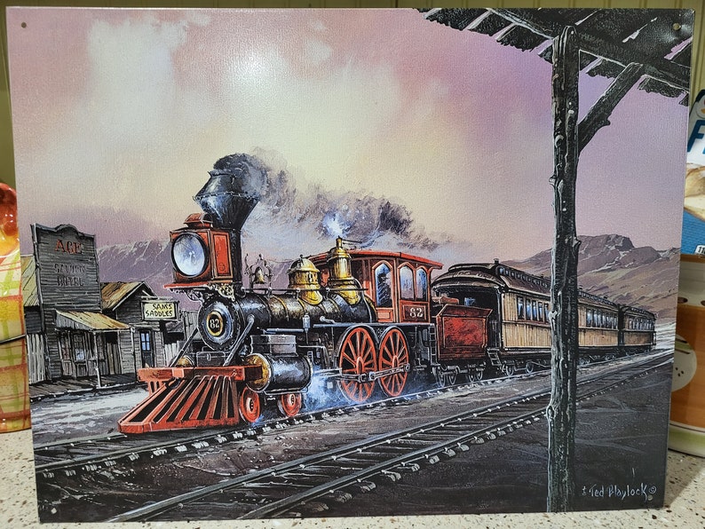 Train Print, Steam Locomotive, Vintage Lithograph, Blaylock 82 Rollin ...