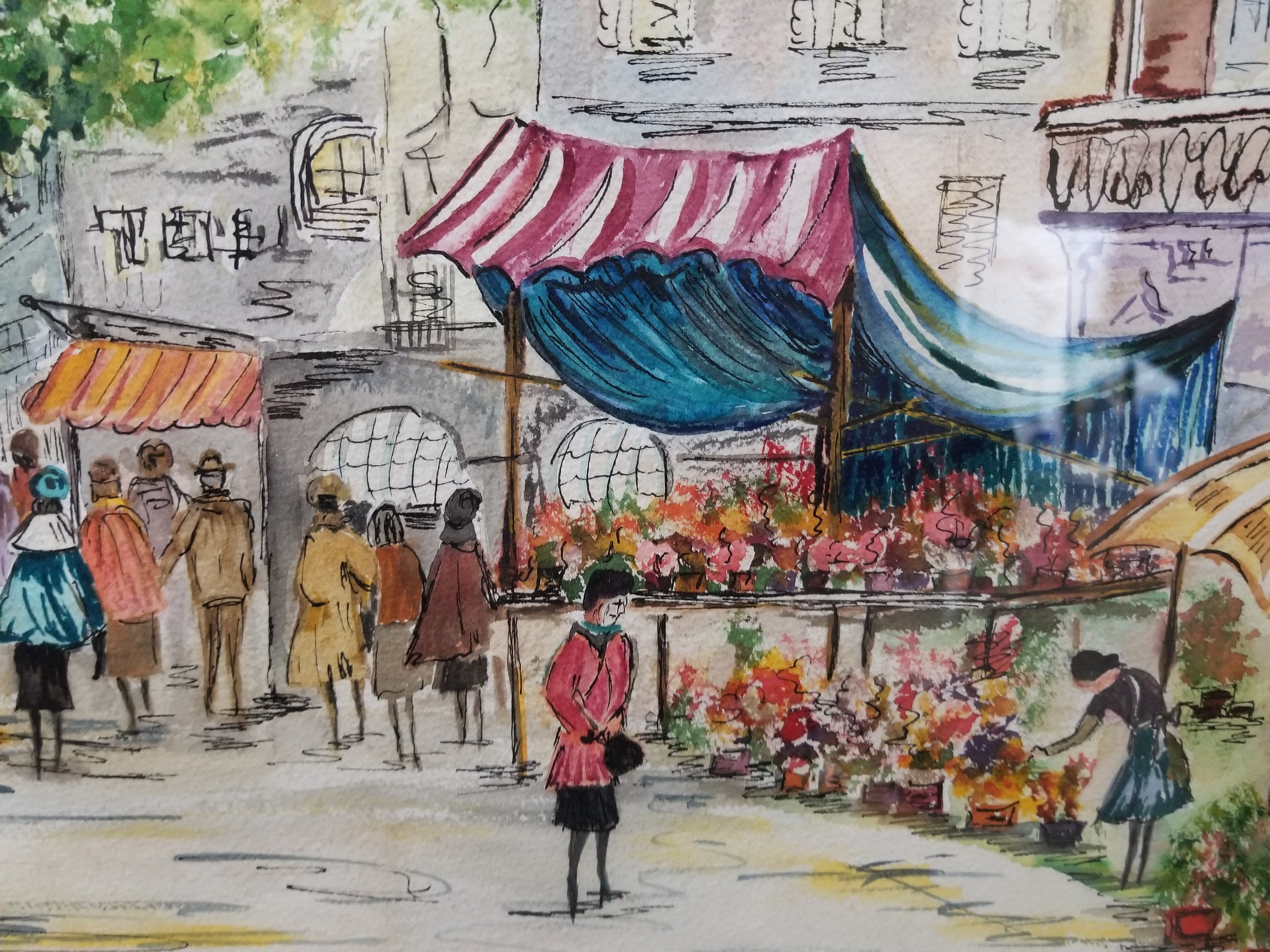 Village Market Drawing Scene