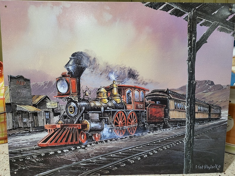 Train Print, Steam Locomotive, Vintage Lithograph, Blaylock 82 Rollin ...