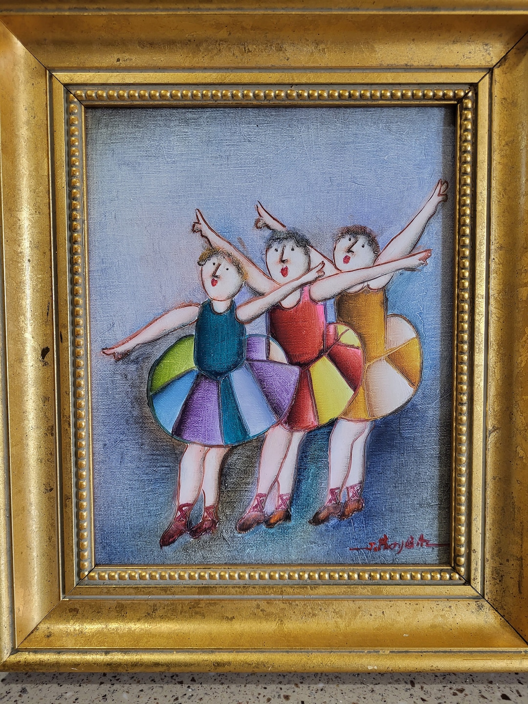 J Roybal Oil Dancing, Three Ballet Dancers, Original Oil Painting ...