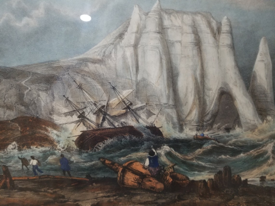 Rare Seascape Wrecked Ship Rocks Boat Vintage Shipwreck on - Etsy UK