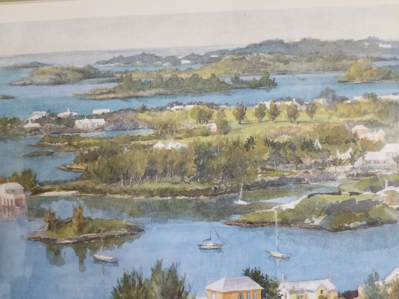 Bermuda Island Lithograph Tropical Signed Diana Amos - Etsy