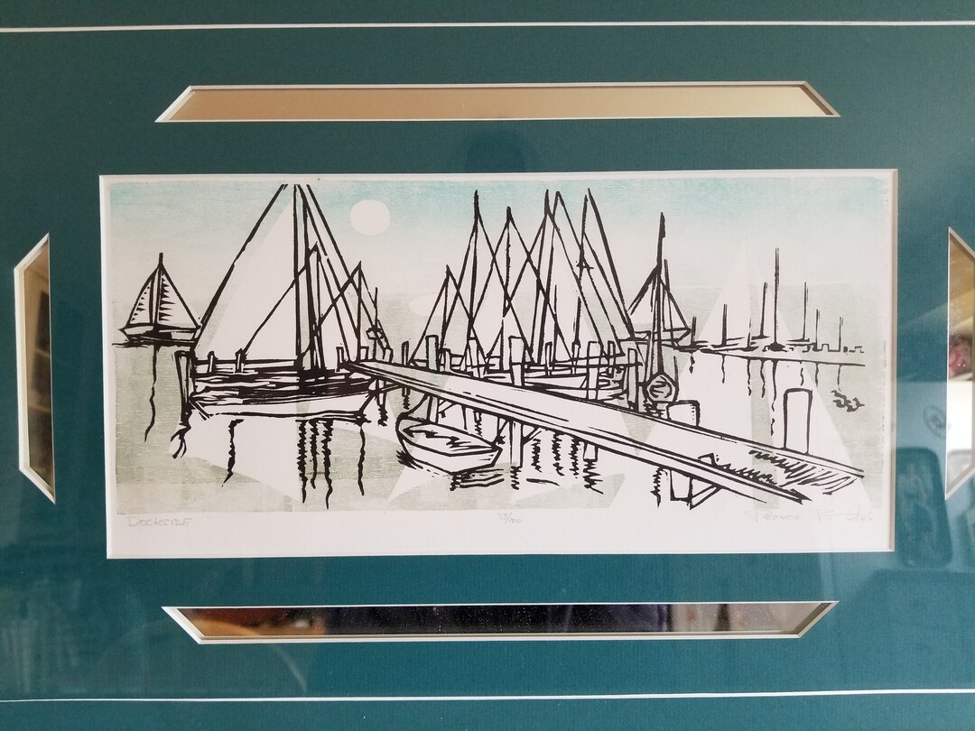 Dockside Print, Sailboats, Seascape, Mirror Print, Signed, Limited ...