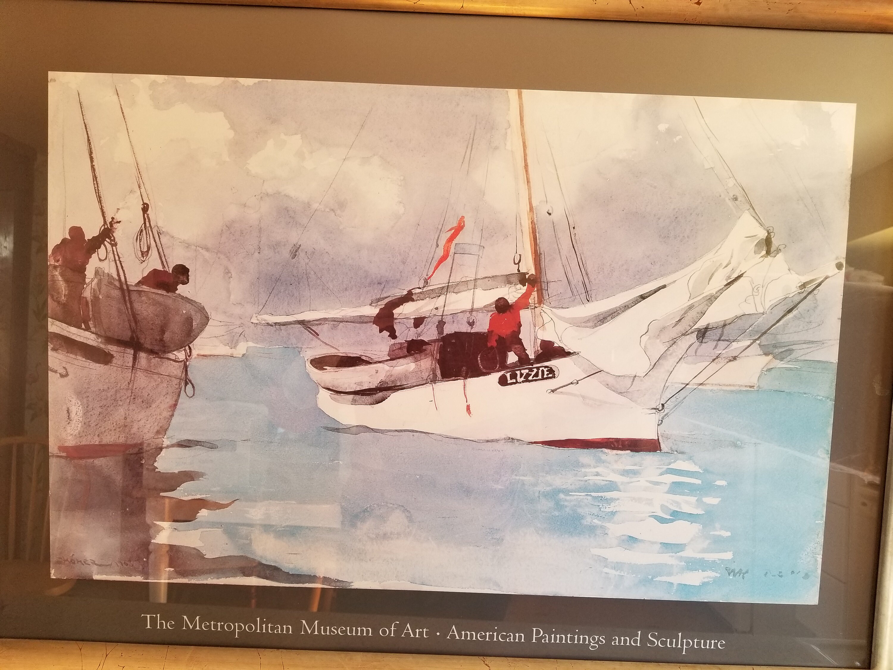 Sailing Boat Print, Lithograph, Seascape, Large, Art Poster, Fishing ...