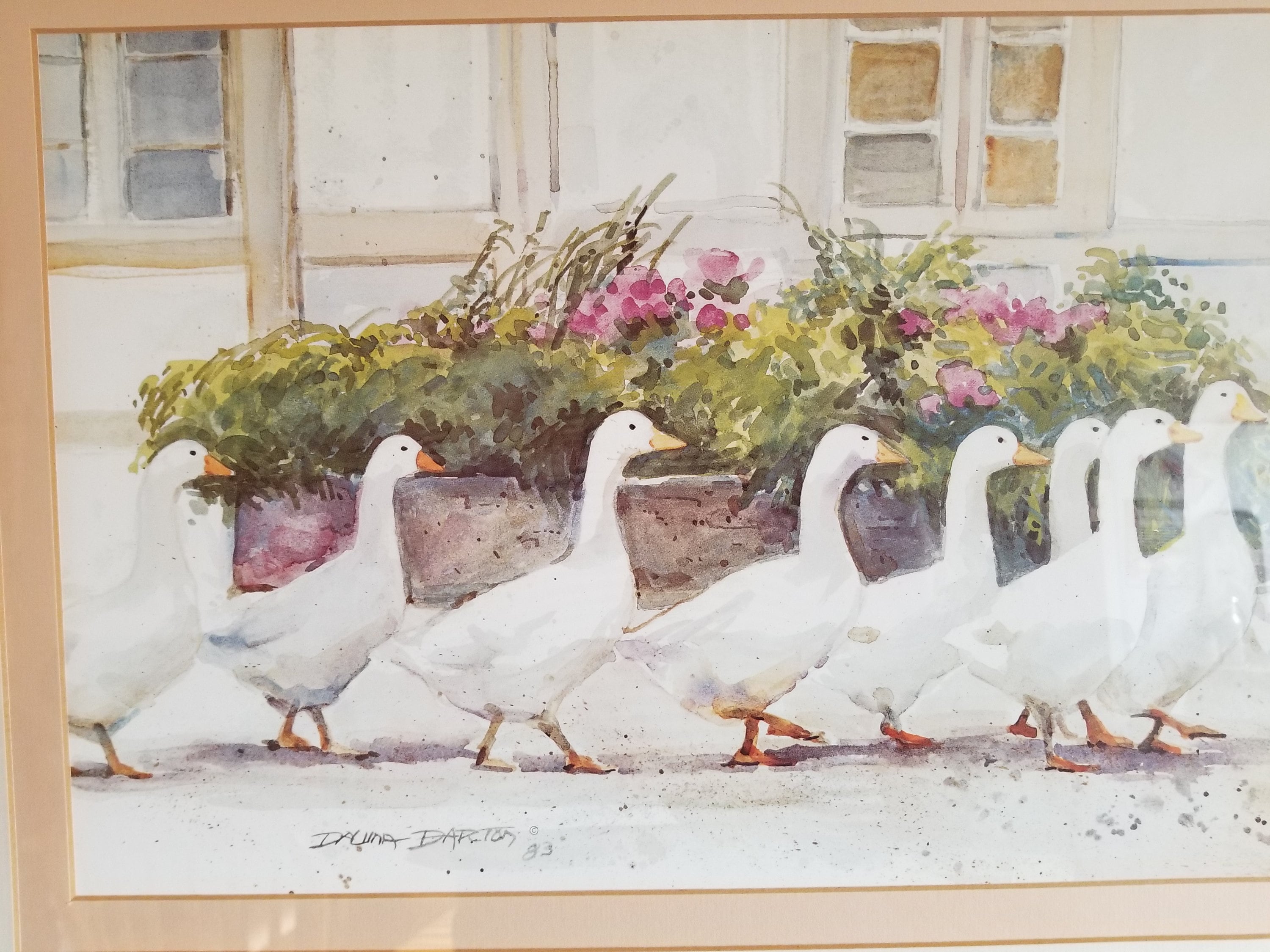 Flock of Geese Print, Vintage Dawna Barton Lithograph, Print dinner ...