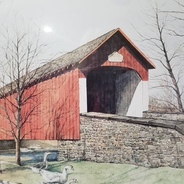 Red Covered Bridge - Etsy