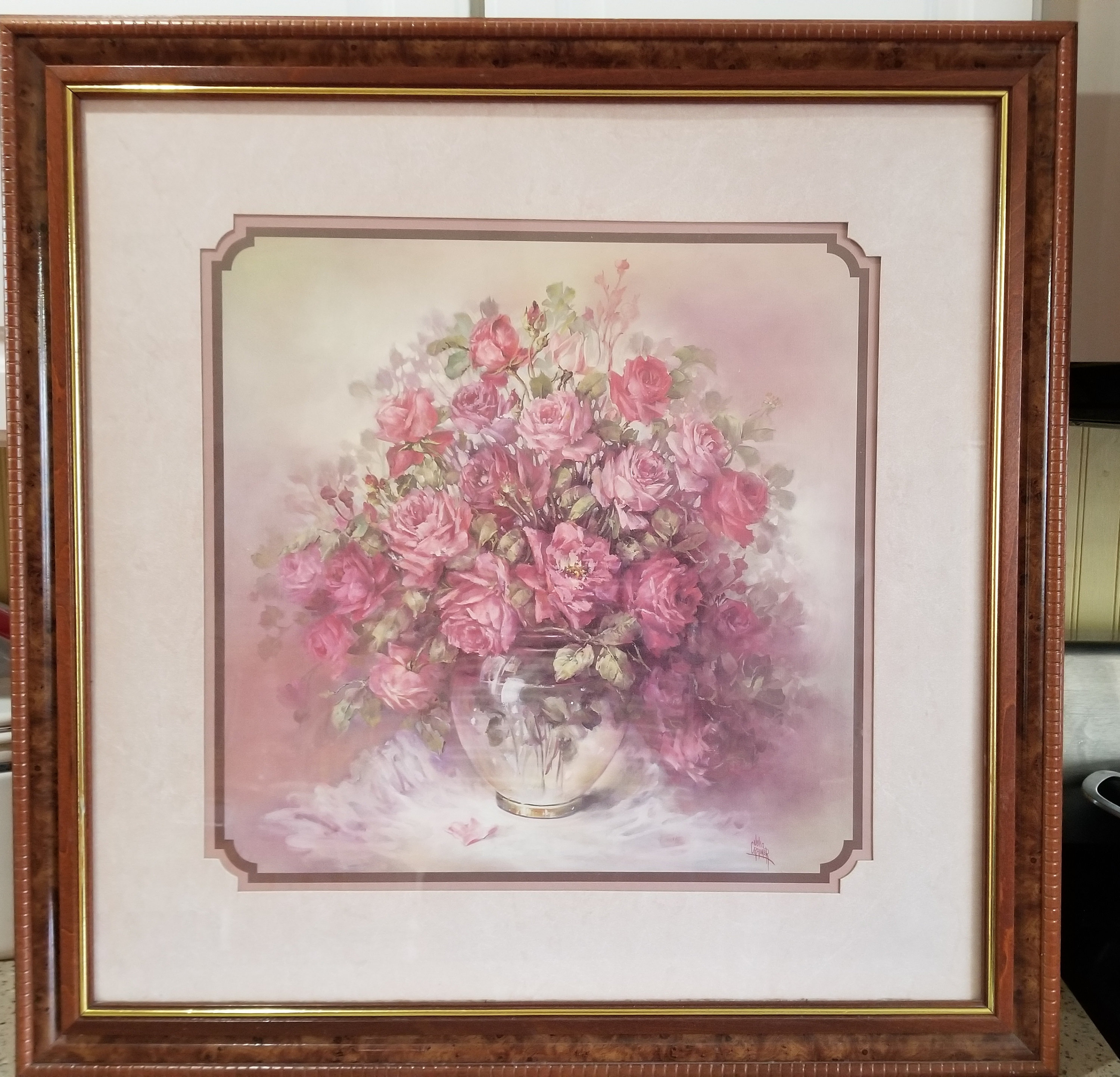 Roses Print, Flowers, Wedding Day, Pink Roses, Blooms, Bouquet, Vintage ...