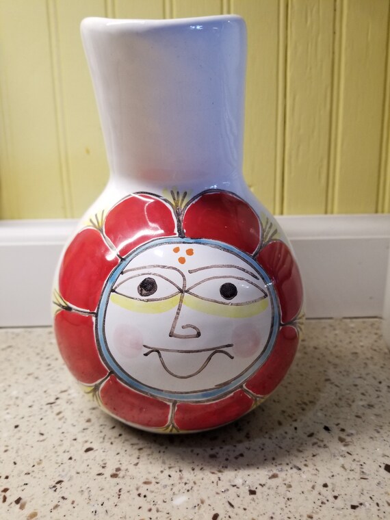 Happy Face Vase Desomine Italian Art Smiling Flower | Etsy