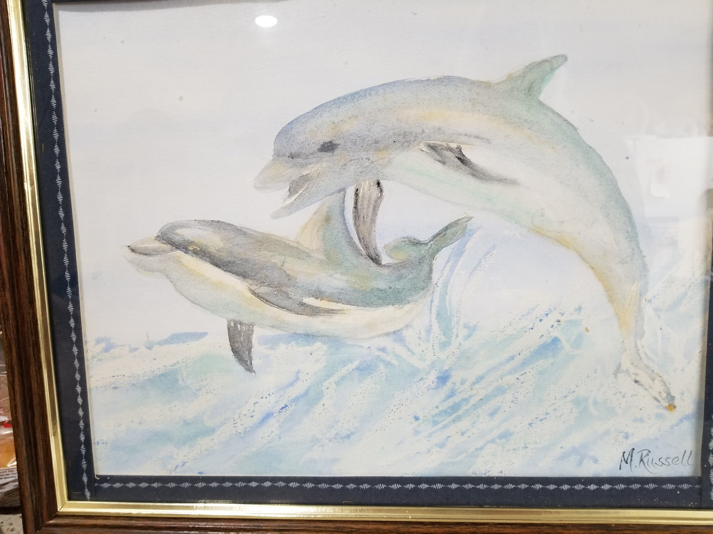 Blue Dolphin Watercolor Painting Original Swimming Dolphins - Etsy