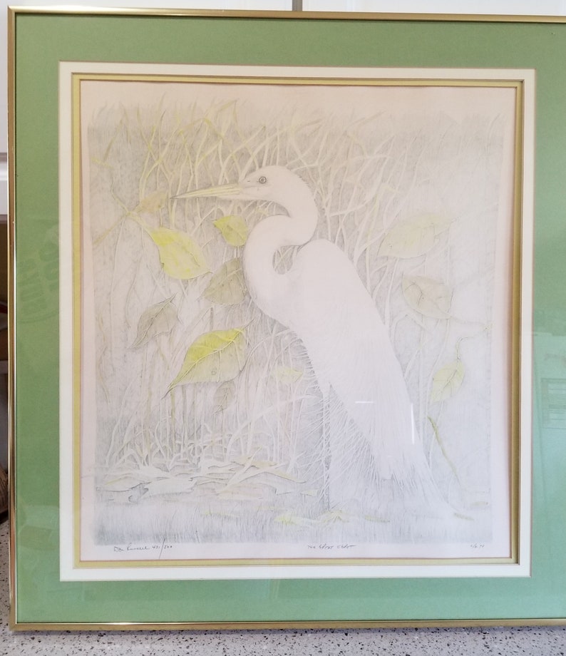 Don Russell Nature Print the Great Egret - Etsy UK