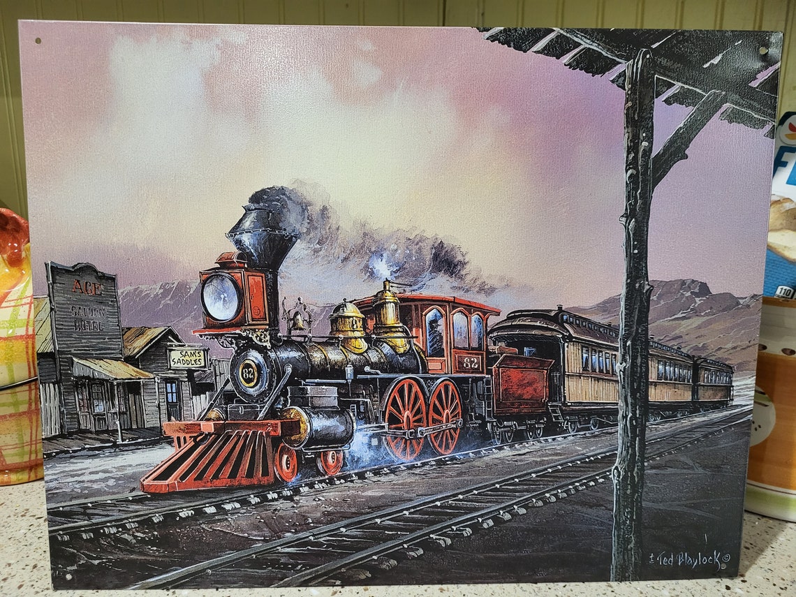 Train Print Steam Locomotive Vintage Lithograph Blaylock - Etsy