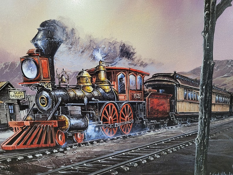 Train Print, Steam Locomotive, Vintage Lithograph, Blaylock - #82 ...