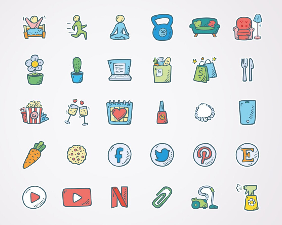 Planner Icons Doodle Clipart Scrapbook and Planner Printable - Etsy