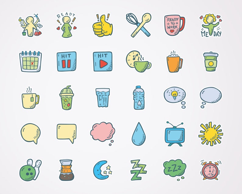 Planner Icons Doodle Clipart Scrapbook and Planner Printable - Etsy