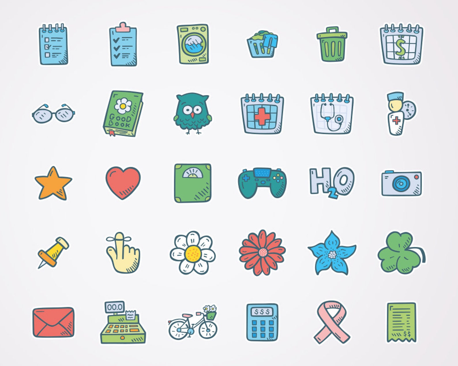 Planner Icons Doodle Clipart Scrapbook and Planner Printable - Etsy