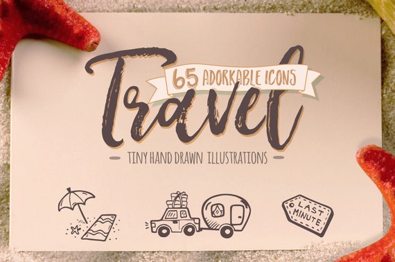 Travel Icons Doodle Clipart. 65 Adorable Hand Drawn Travel - Etsy