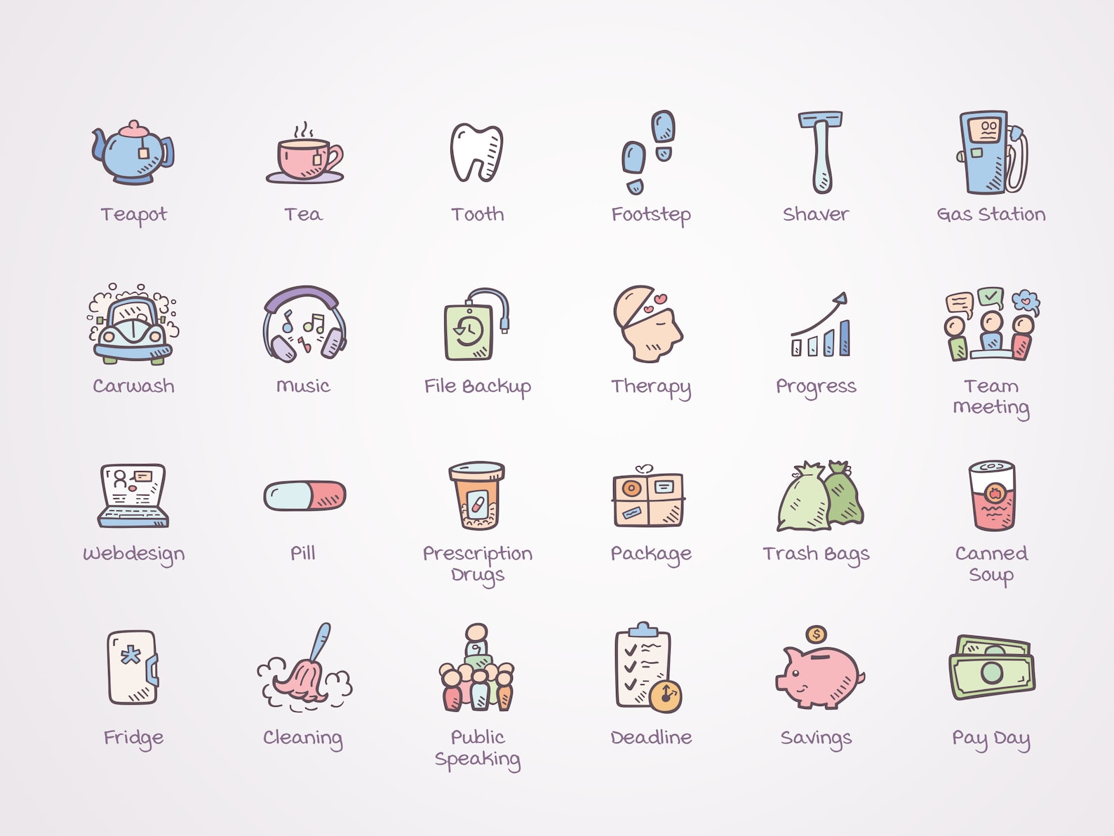 Planner Icons Doodle Clipart Scrapbook and Planner Printable Stickers ...