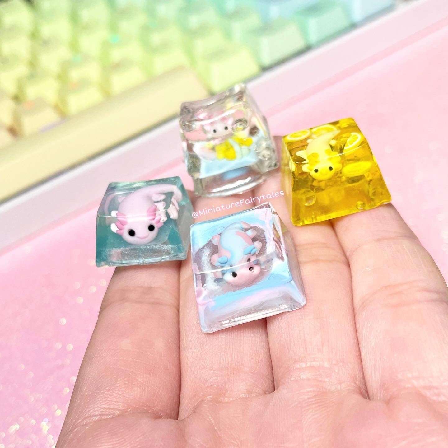 Axolotl Aquarium Keycaps B GRADE Axolotl Keycap Artisan Keycap | Etsy