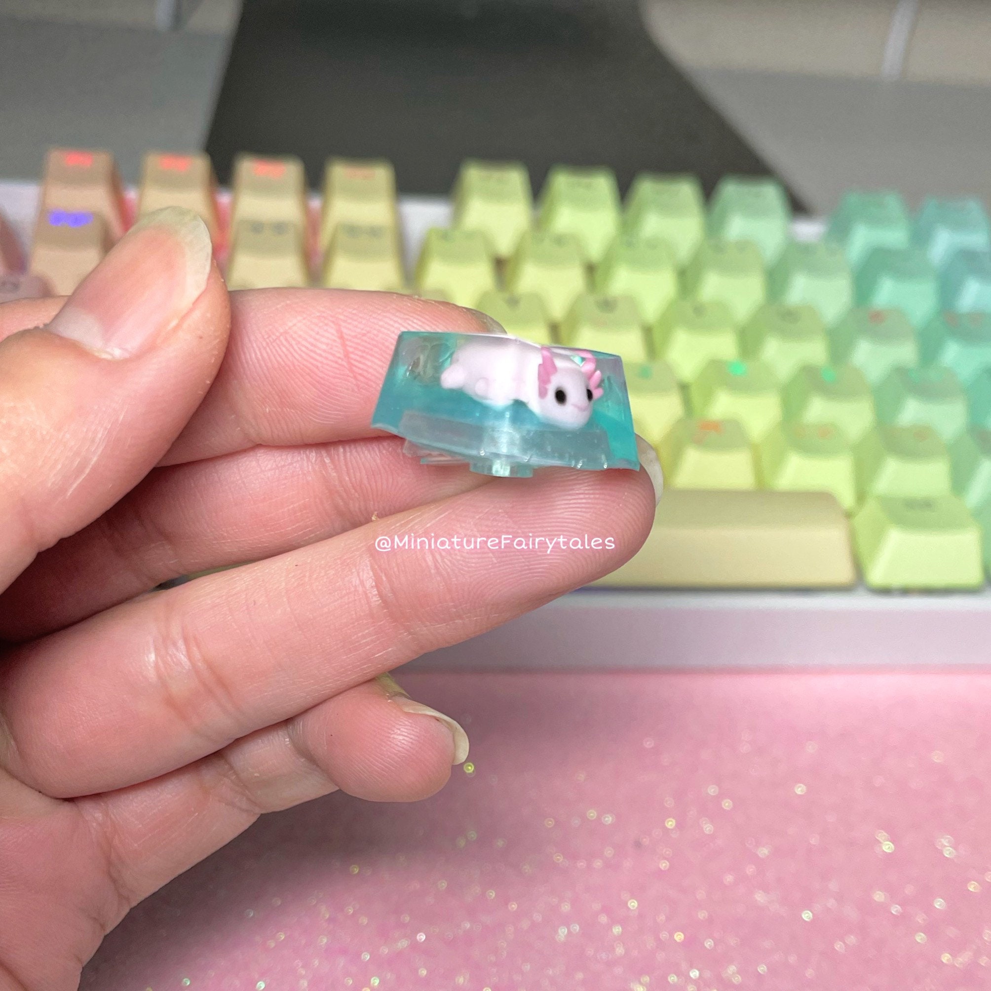 Axolotl Aquarium Keycaps B GRADE Axolotl Keycap Artisan Keycap | Etsy