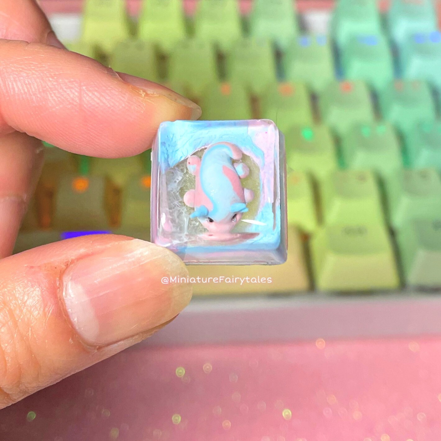 Axolotl Aquarium Keycaps B GRADE Axolotl Keycap Artisan Keycap | Etsy