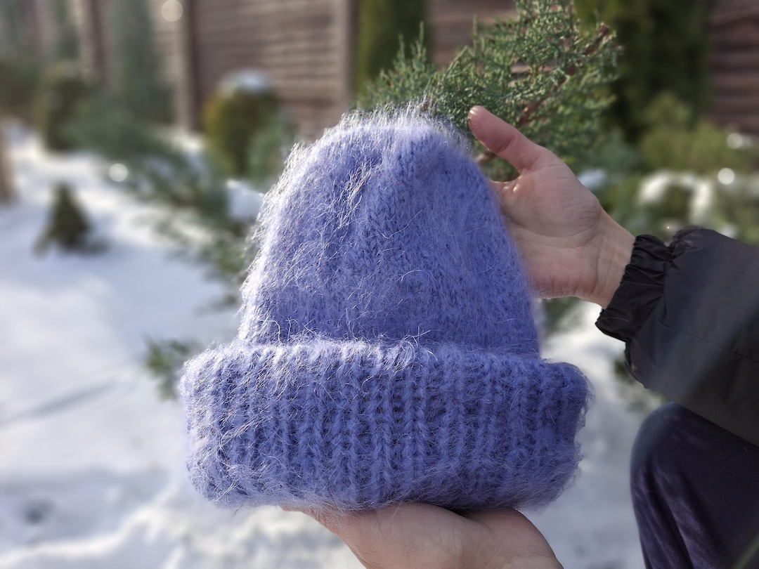 Handmade Mohair Hat and Gloves Set: Fluffy Knit Beanie, Soft Winter ...