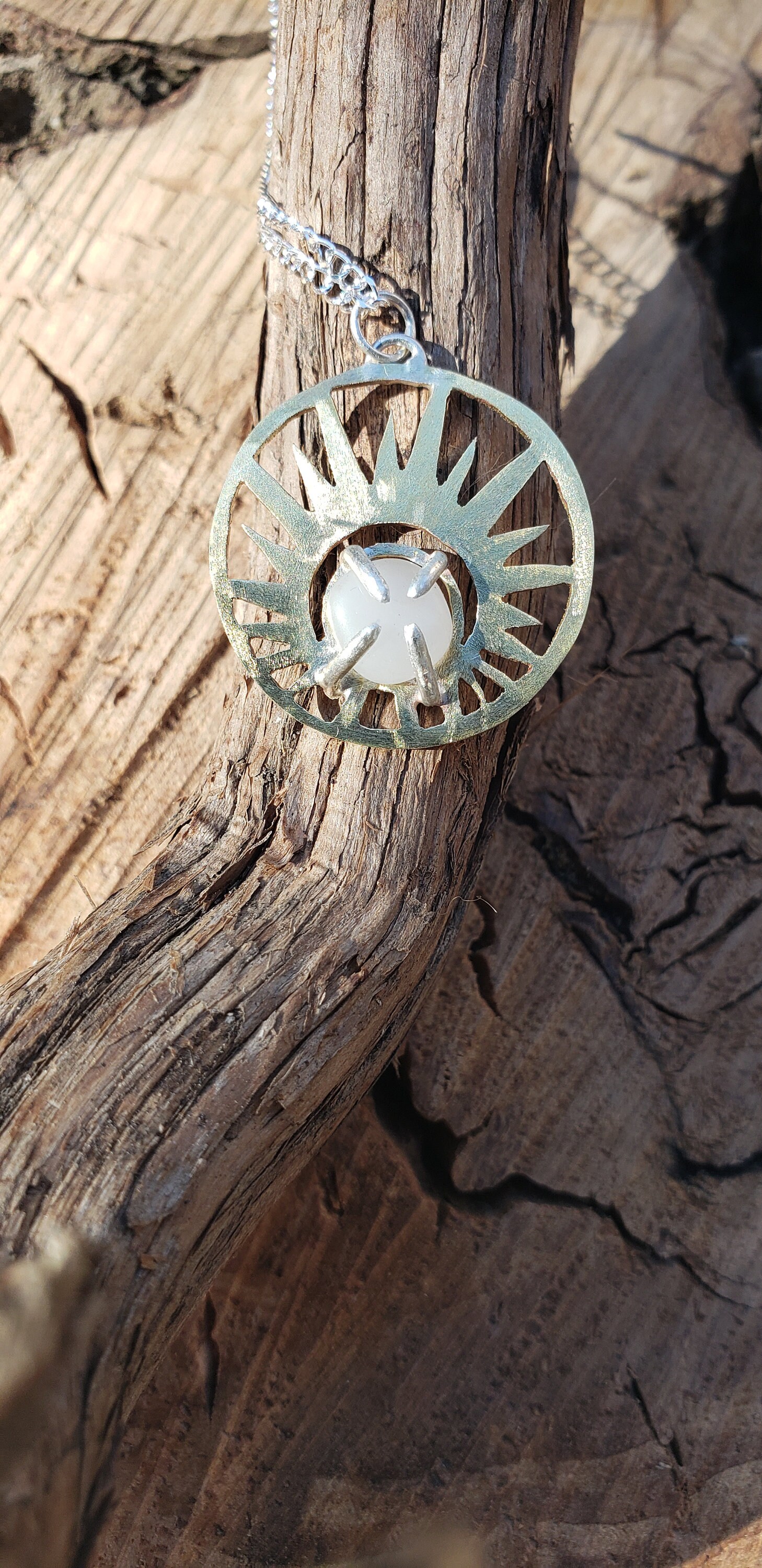Saw Pierced Pendant With Mounted Moonstone - Etsy