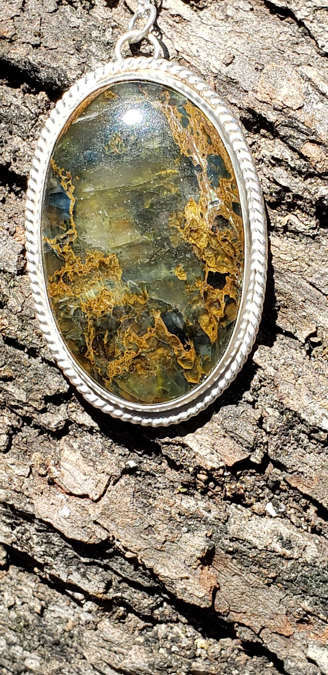 Mossy Agate Cabochon Mounted in Sterling Silver - Etsy
