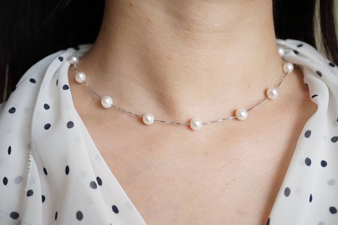 Collares de perlas blancas, Perlas de agua dulce, Collar de perlas ...