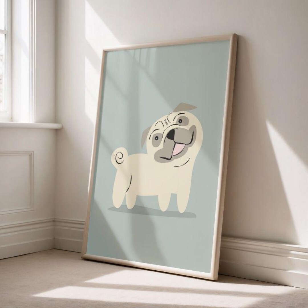 Pug Poster. Fawn Dog Printable Wall Art. Nursery Decor. Pet Lover Gift ...