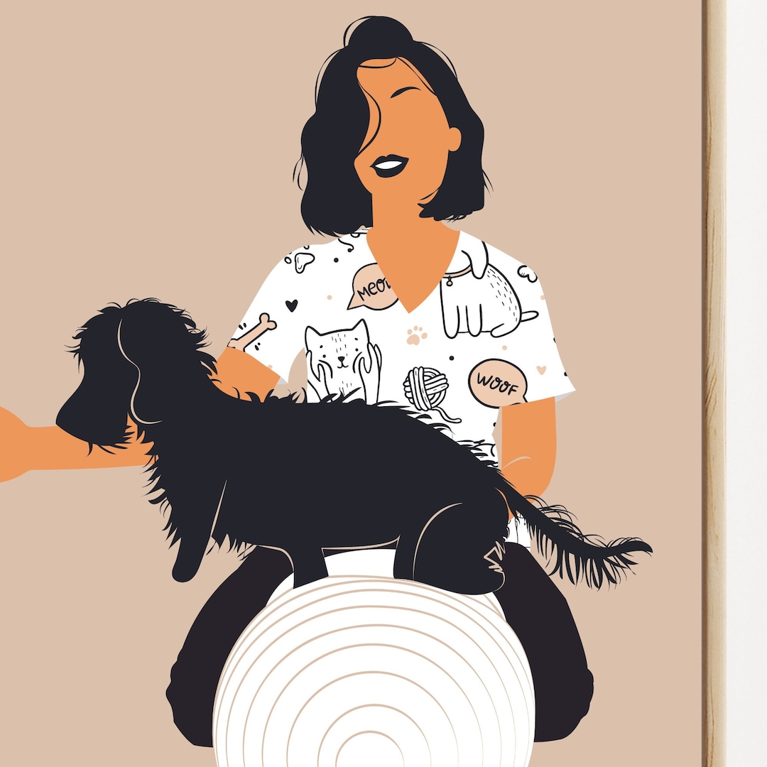 Dog Physiotherapist Art Print: Pet Therapy Studio Decor (digital ...