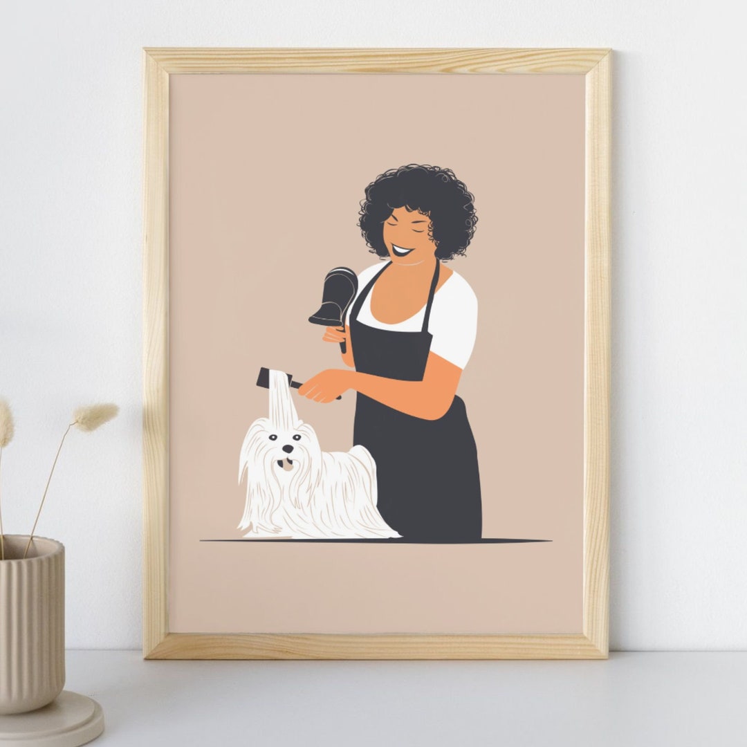 Dog Grooming Drawing. Print Ready Artwork for Groomer's Salon. Dog ...