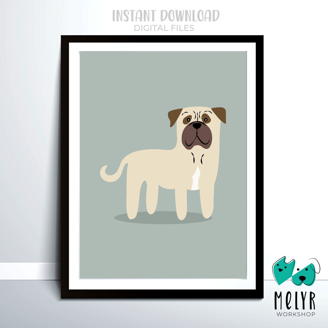 Bull Mastiff Printable Wall Art Bull Mastiff Lover Wall Art for Bull ...