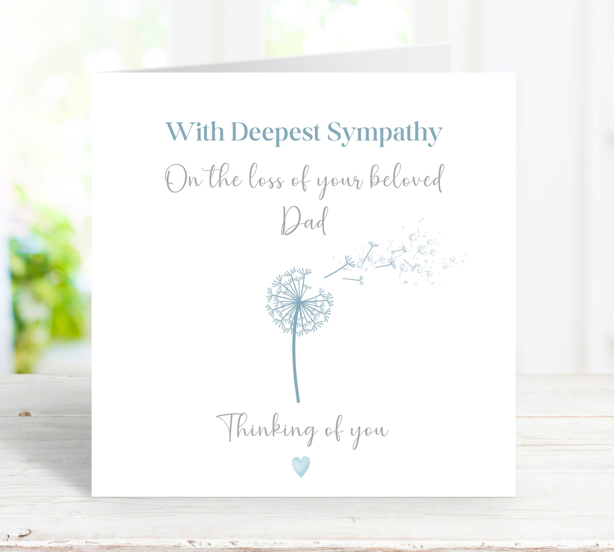 Dad Sympathy Card, Loss of Dad Card, Dandelion Sympathy Card, Thinking ...