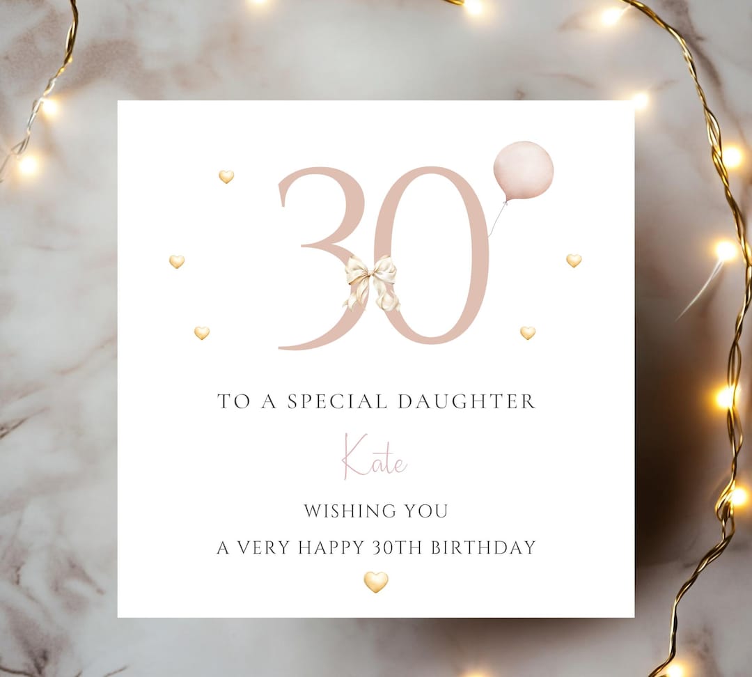 30th Birthday Card for Daughter Birthday Card Daughter Pink Gold Bow ...