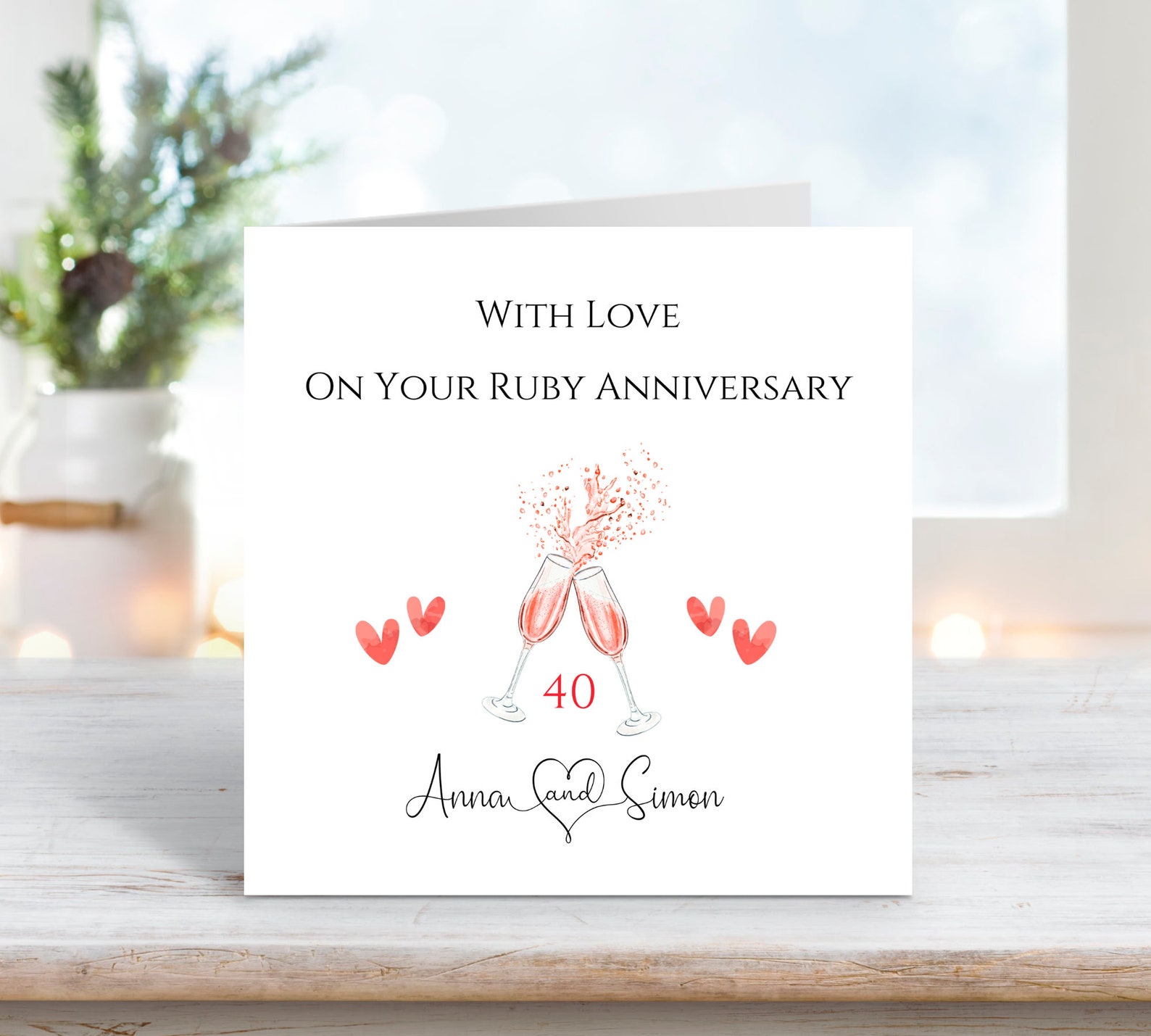 Ruby Wedding Anniversary Card, 40th Wedding Anniversary Card, 40th ...