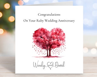 Personalised Ruby 40th Wedding Anniversary Card - Etsy