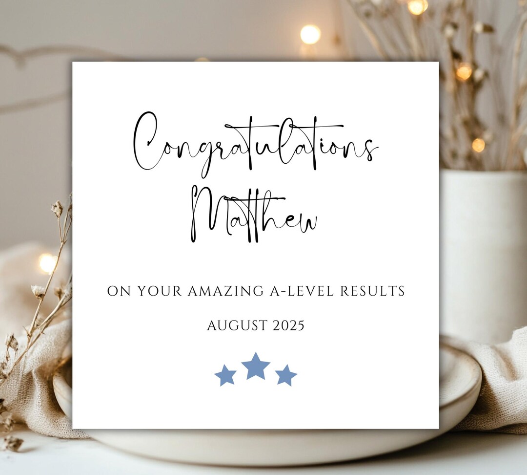 Exam Congratulations Card, Personalised A Level Results Card ...