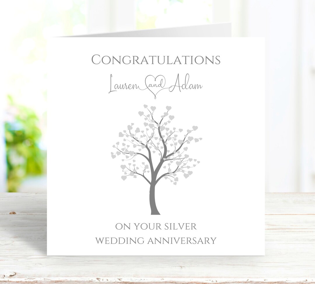 Silver Wedding Anniversary Card, 25th Wedding Anniversary Card, 25th ...