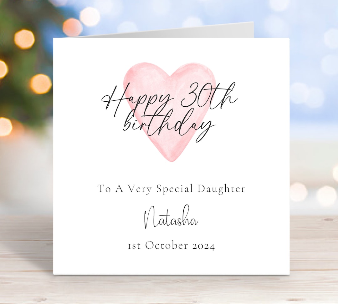 Personalised 30th Birthday Card Daughter 30thcard Pink 30th Birthday ...
