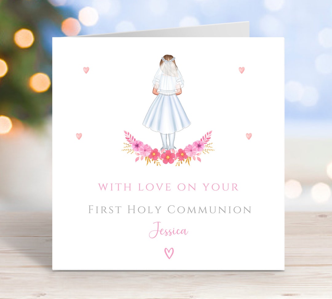 First Holy Communion Card, Girls Holy Communion Card, Goddaughter Card ...