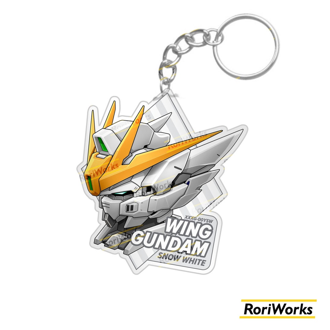 Wing Gundam Zero Snow White Anime Keychain - Etsy
