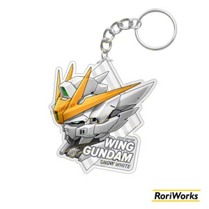 Wing Gundam Zero Snow White Anime Keychain - Etsy