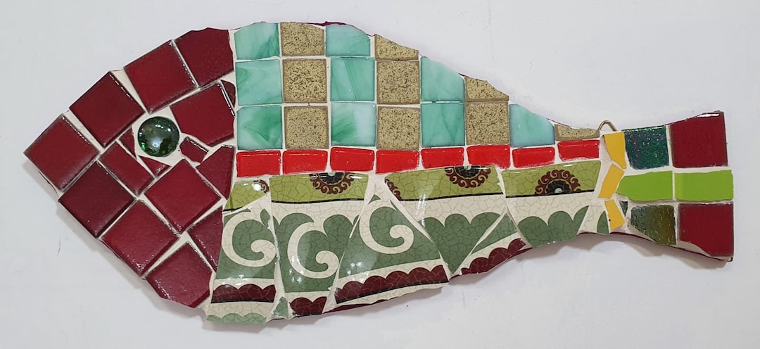 A Mosaic Fish, Wall Art, Home Gift, a Handmade Art, Ceramic and Stained ...