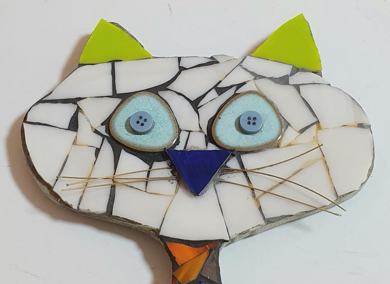 A Beautiful Colored Mosaic Cat, Wall Art, Home Gift, Handmade, Mixed ...