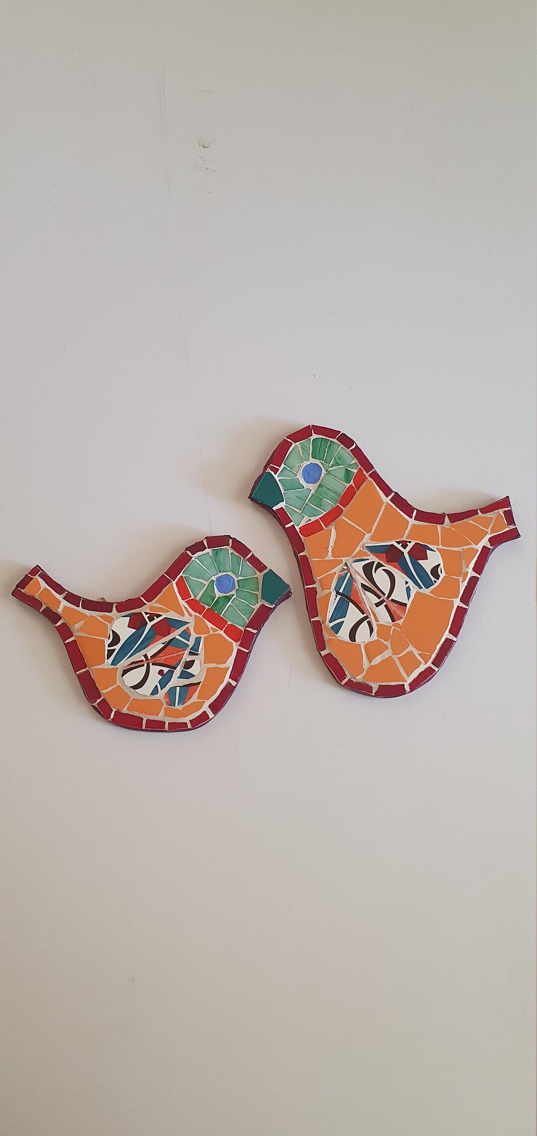 Twin Ceramic Mosaic Birds. Handmade Birds, Wall Art, Mixed Media ...