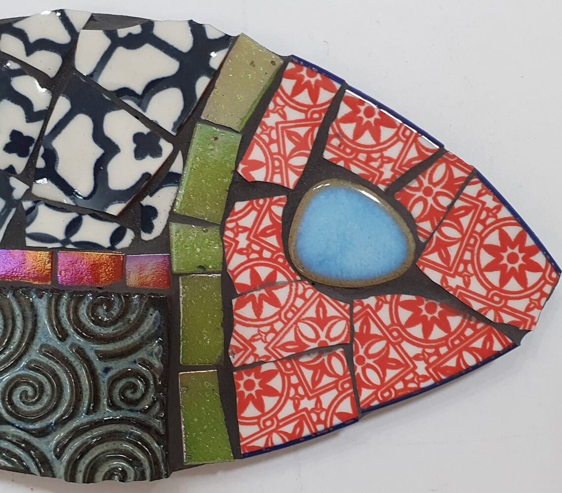 A Mosaic Fish, Wall Art, Home Gift, a Handmade Art, Ceramic and Stained ...